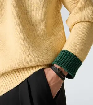 Prada Logo Saffiano Leather Bracelet - Black