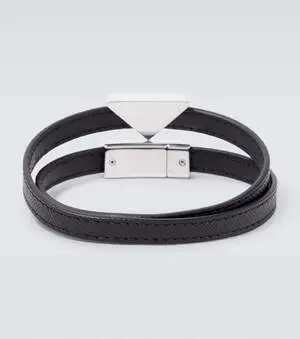 Prada Logo Saffiano Leather Bracelet - Black