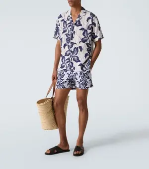 Orlebar Brown Maitan Floral Linen Bowling Shirt - White