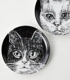 FORNASETTI High Fidelity Set Of 6 Porcelain Coasters - Black