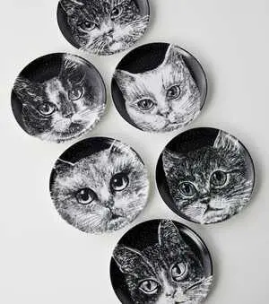 FORNASETTI High Fidelity Set Of 6 Porcelain Coasters - Black