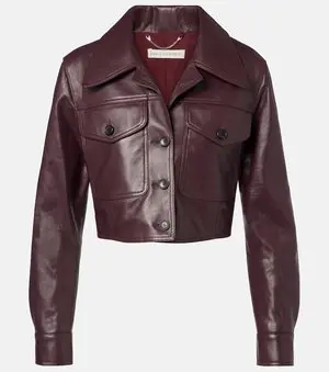 EMILIA WICKSTEAD Nics Cropped Leather Jacket - Purple