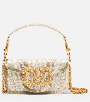Valentino Garavani Locò Small Embellished Satin Top-handle Bag - Multicoloured