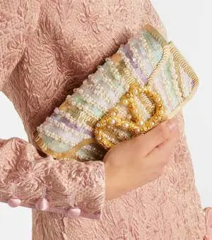 Valentino Garavani Locò Small Embellished Satin Top-handle Bag - Multicoloured