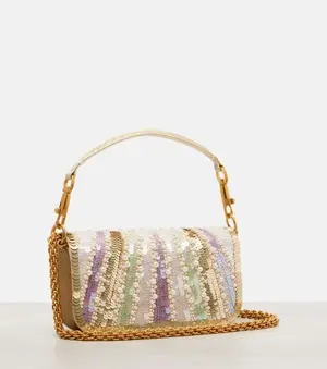 Valentino Garavani Locò Small Embellished Satin Top-handle Bag - Multicoloured