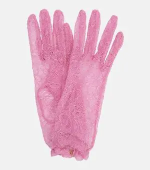 Valentino Garavani Vlogo Lace Gloves - Pink