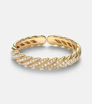 David Yurman Sculpted Cable Flex Bracelet With Diamonds In 18kt Yellow - Gold