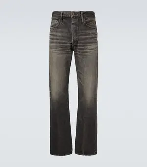 Fear Of God Faded Mid-rise Straight Jeans - Black