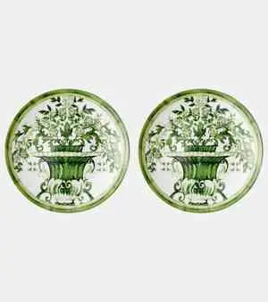 Dolce & Gabbana Majolica Set Of 2 Porcelain Dessert Plates - Green
