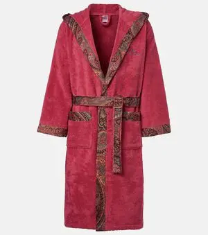 Etro Paisley Cotton Terry Bathrobe - Burgundy