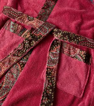 Etro Giano Paisley Cotton Terry Bathrobe - Burgundy