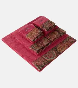 Etro Set Of 5 Cotton Terry Towels - Burgundy