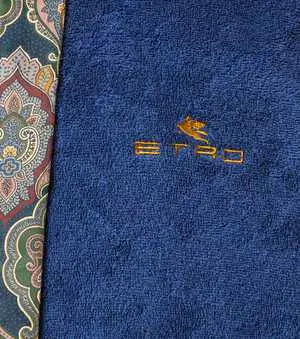 Etro Paisley Cotton Terry Bathrobe - Blue