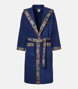 Etro 7plies Paisley Cotton Terry Bathrobe - Blue