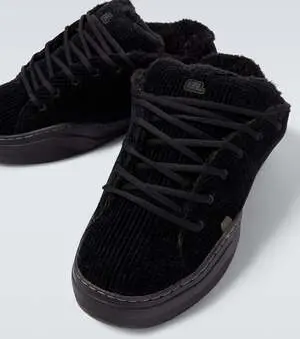 ERL Vamp Terry-lined Corduroy Sneakers - Black