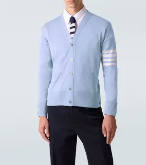 Thom Browne 4-bar Virgin Wool Cardigan - Blue