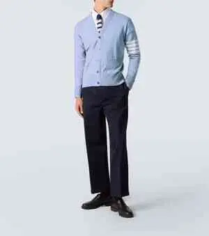 Thom Browne 4-bar Virgin Wool Cardigan - Blue