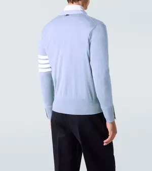 Thom Browne 4-bar Virgin Wool Cardigan - Blue