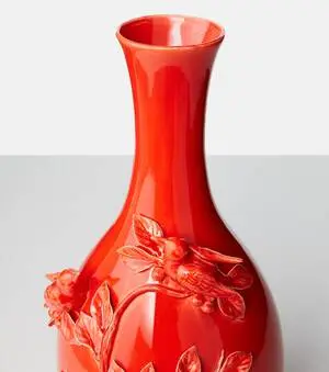 POLSPOTTEN 3d Birds Porcelain Vase - Orange