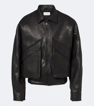 Magda Butrym Leather Blouson Jacket Black