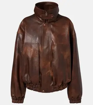 Magda Butrym Leather Blouson Jacket - Brown