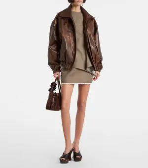 Magda Butrym Leather Blouson Jacket - Brown