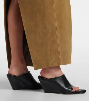 CHRISTEN Strap Leather Wedge Mules