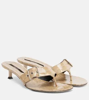 CHRISTEN Helix 35 Patent Leather Thong Sandals - Beige