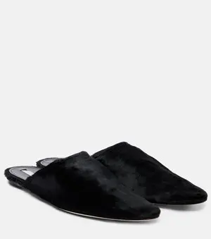 CHRISTEN Elipse Calf Hair Mules - Black
