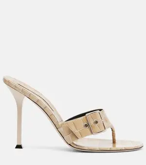 CHRISTEN Helix 95 Croc-effect Patent Leather Mules