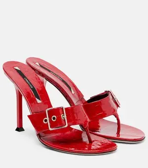 CHRISTEN Helix 95 Patent Leather Thong Sandals - Red
