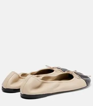 CHRISTEN Tabi Leather Ballet Flats - Beige