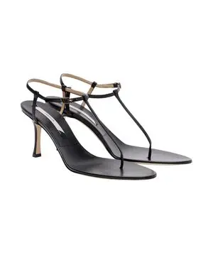 CHRISTEN Mono Strap Leather Thong Sandals - Black