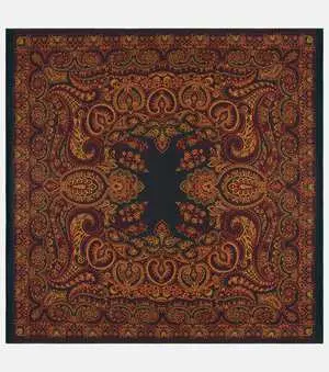 Etro Paisley Wool And Silk-blend Throw - Burgundy