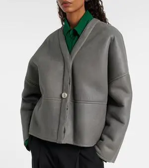 Loewe Pebble Shearling-lined Leather Jacket - Grey