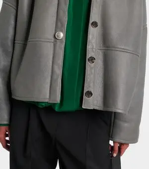 Loewe Pebble Shearling-lined Leather Jacket - Grey