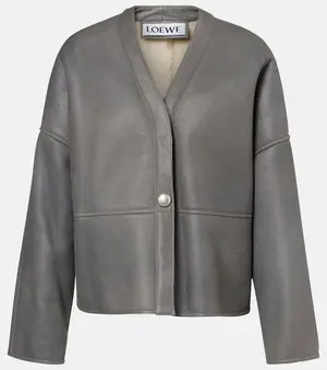Loewe Pebble Shearling-lined Leather Jacket - Grey