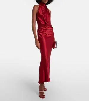 Mach & Mach Diamond Of Elizabeth 90 Satin Mules - Red