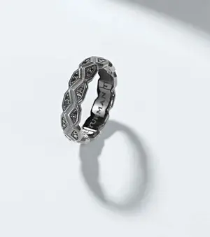 David Yurman Hex Titanium Ring With Diamonds