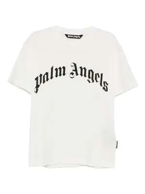 Palm Angels T-shirt In Cotton With Black Logo - White