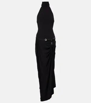 Coperni Belted Asymmetric Draped Halterneck Maxi Dress
