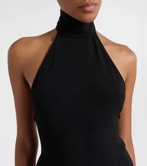 Coperni Belted Asymmetric Draped Halterneck Maxi Dress
