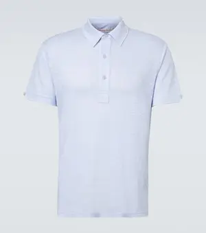 Orlebar Brown Sebastian Linen Polo Shirt - Blue