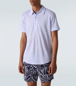 Orlebar Brown Sebastian Linen Polo Shirt - Blue