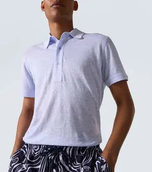 Orlebar Brown Sebastian Linen Polo Shirt - Blue