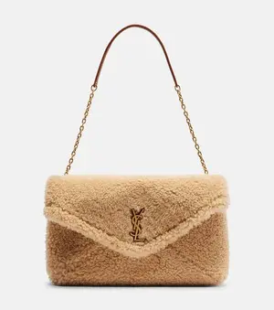 Saint Laurent Cassandre Envelope Shearling Shoulder Bag