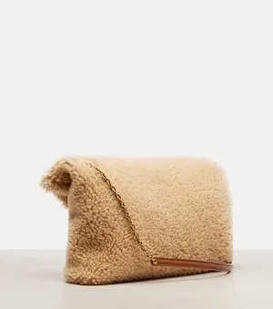 Saint Laurent Cassandre Envelope Shearling Shoulder Bag