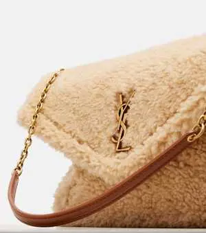 Saint Laurent Cassandre Envelope Shearling Shoulder Bag