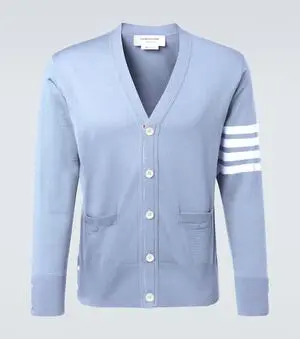 Thom Browne 4-bar Virgin Wool Cardigan - Blue