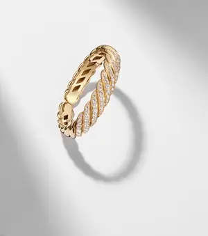 David Yurman Sculpted Cable Flex 18kt Yellow Bracelet With Diamonds